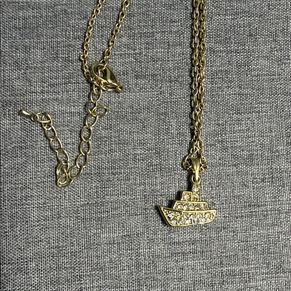 Jewelry | Gold Necklace With Rhinestone Ship | Poshmark